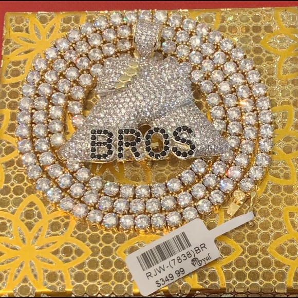 Accessories | 14k Gold Finished Lab Diamond Chainbros Pendant | Poshmark